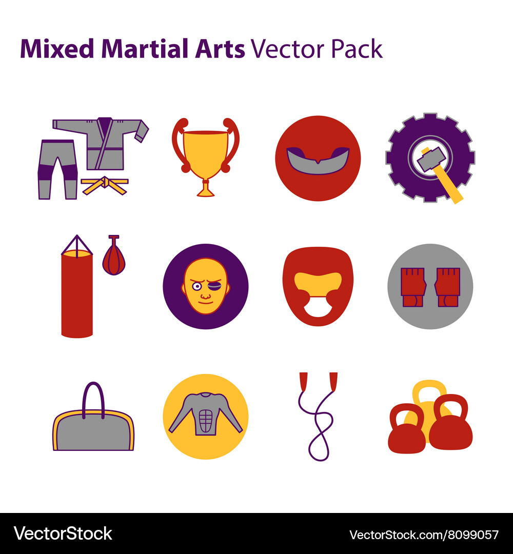 Mix martial arts icons set Royalty Free Vector Image