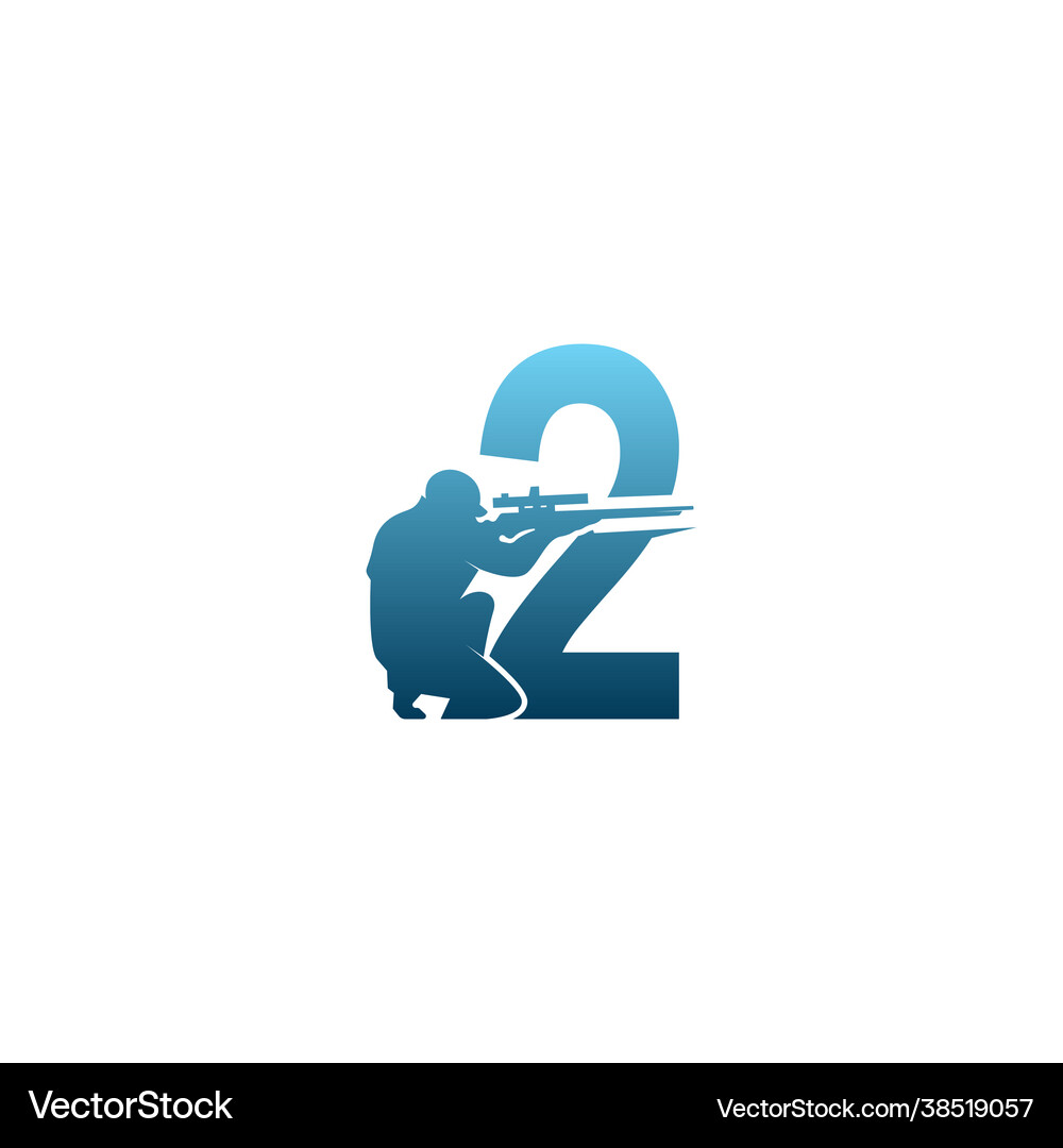 Number 2 with sniper icon logo design concept Vector Image