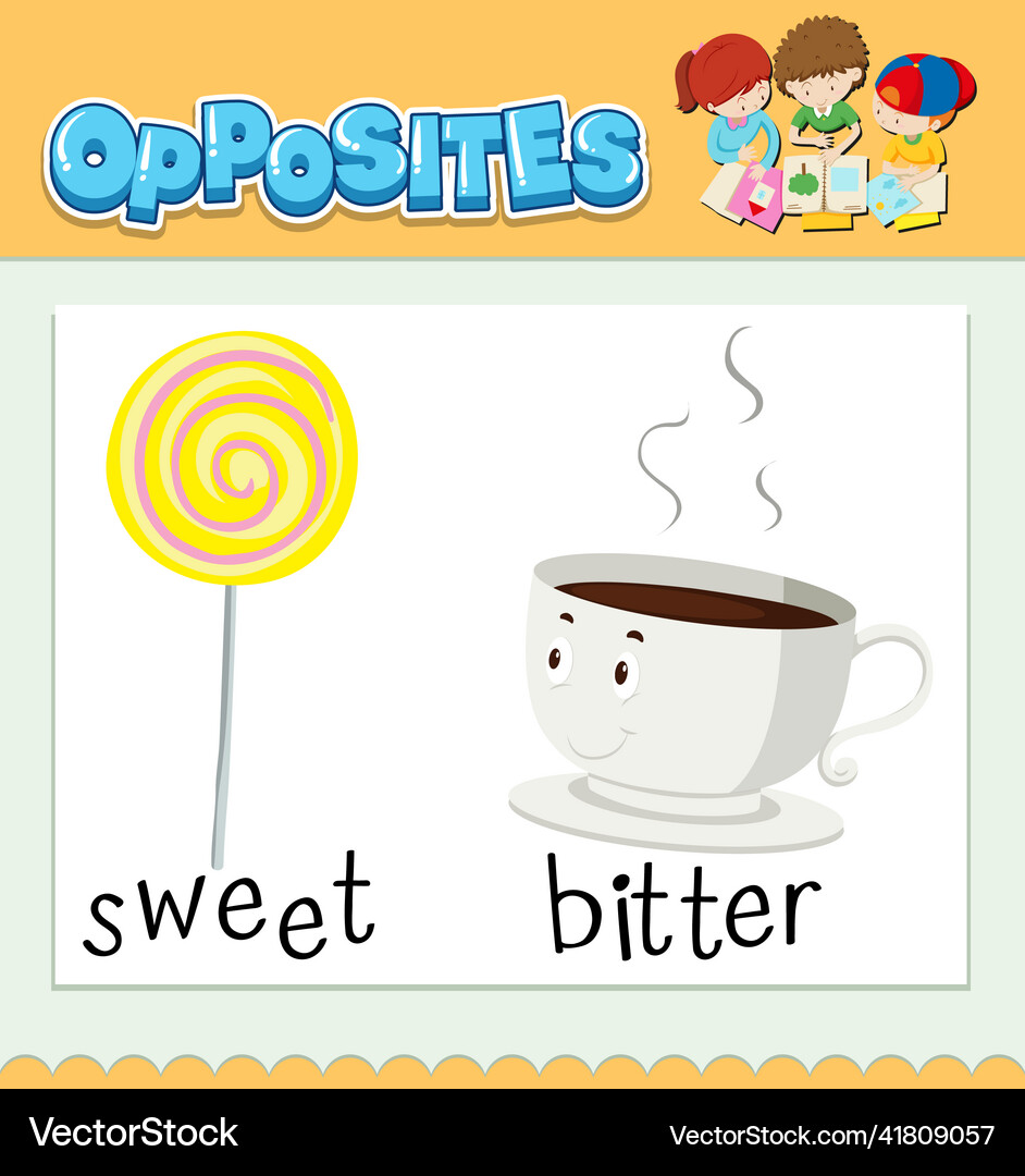 Opposite words for sweet and bitter Royalty Free Vector