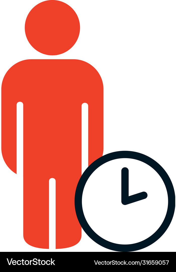 Pictogram man with clock icon half line Royalty Free Vector