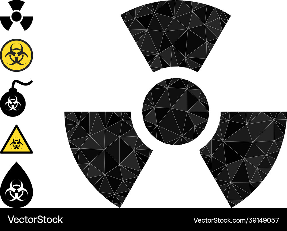 Radioactivity polygonal icon and other icons Vector Image