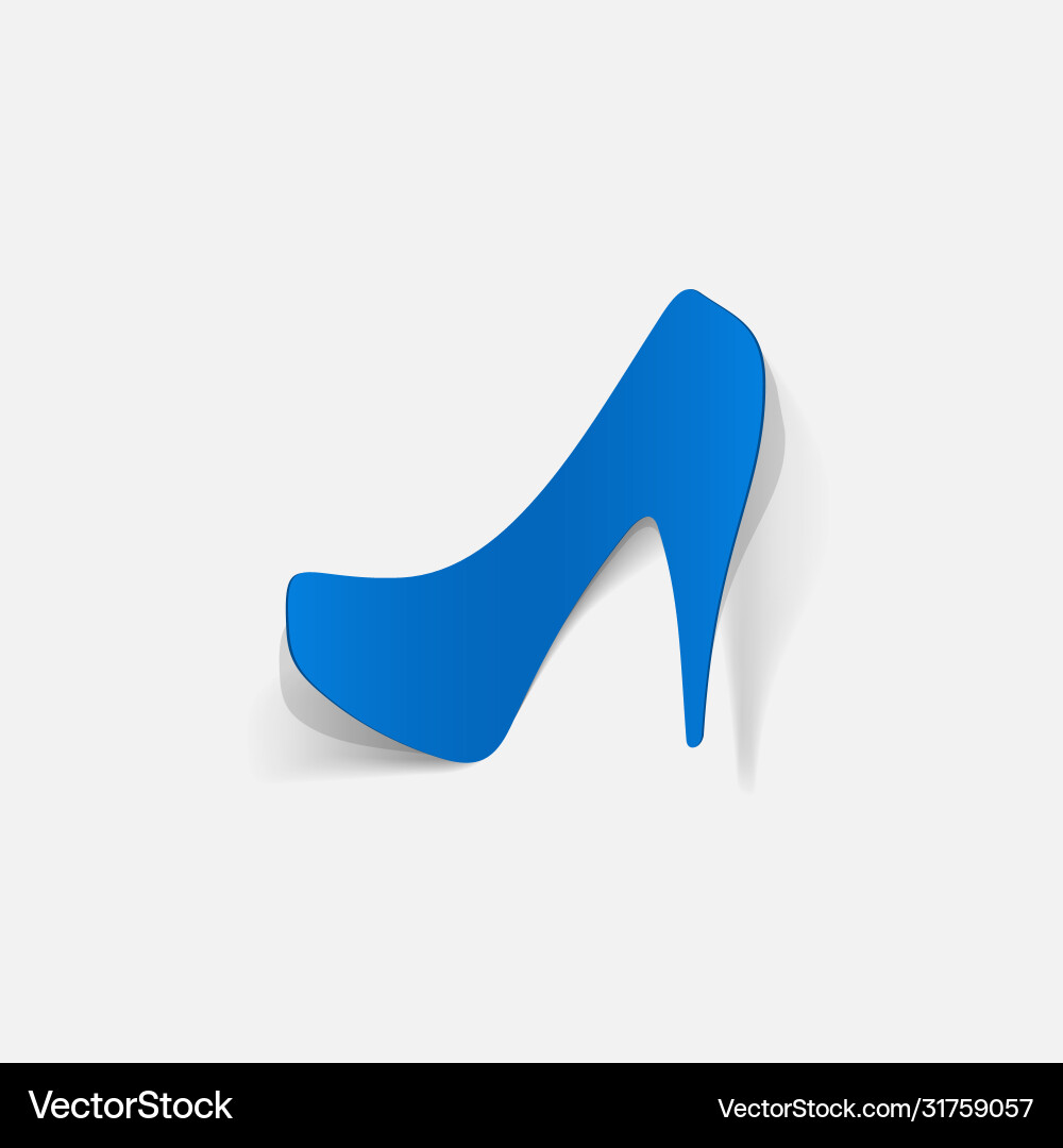 Realistic paper sticker shoes Royalty Free Vector Image