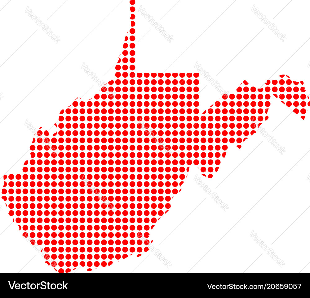 Red dot map of west virginia Royalty Free Vector Image
