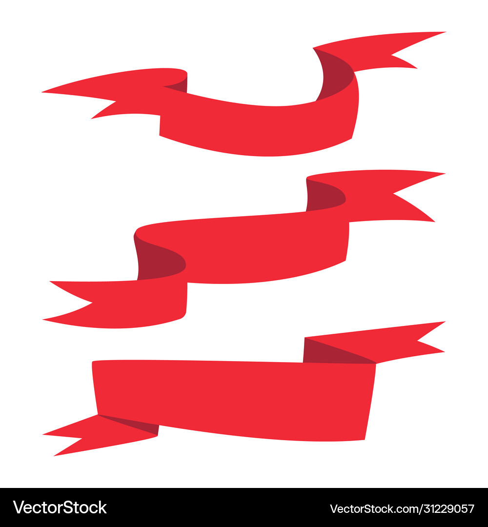 Red ribbon banner cartoon set Royalty Free Vector Image