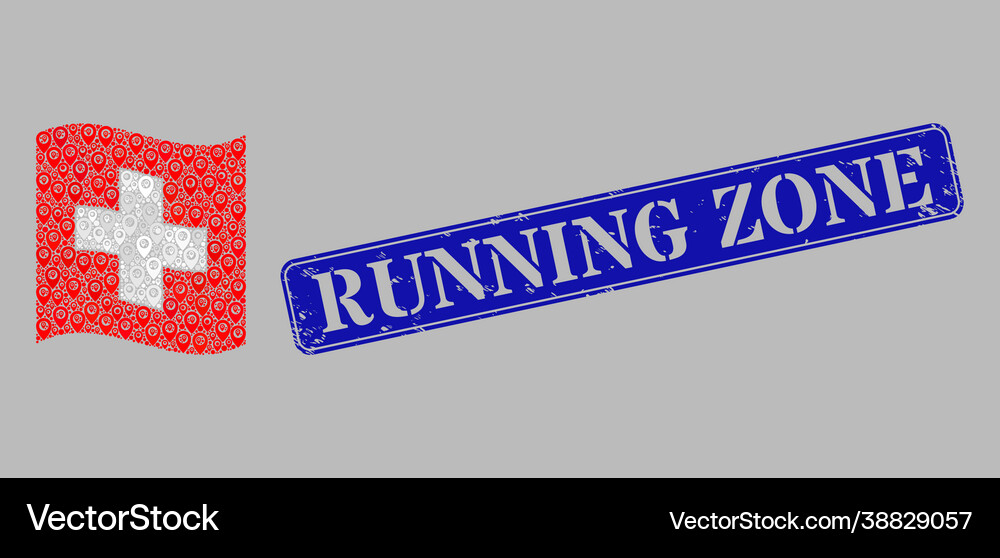 Rubber running zone badge and targeting waving Vector Image