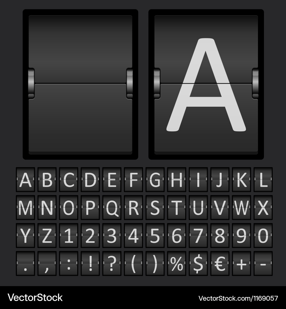 Scoreboard letters and numbers alphabet Royalty Free Vector