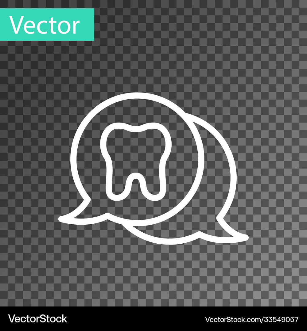White line tooth icon isolated on transparent Vector Image