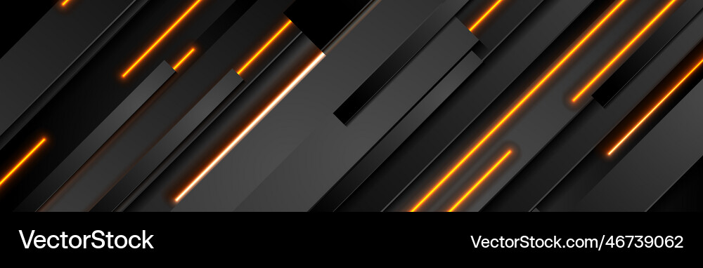Abstract black stripes with orange neon glowing Vector Image