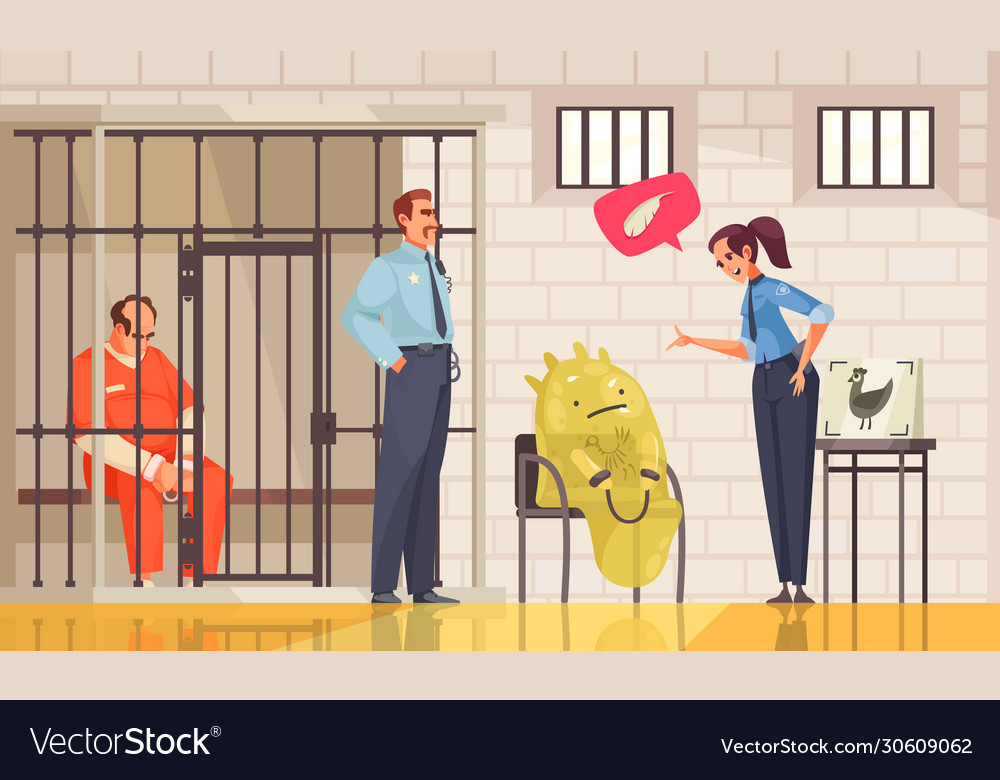 Alien in prison composition Royalty Free Vector Image