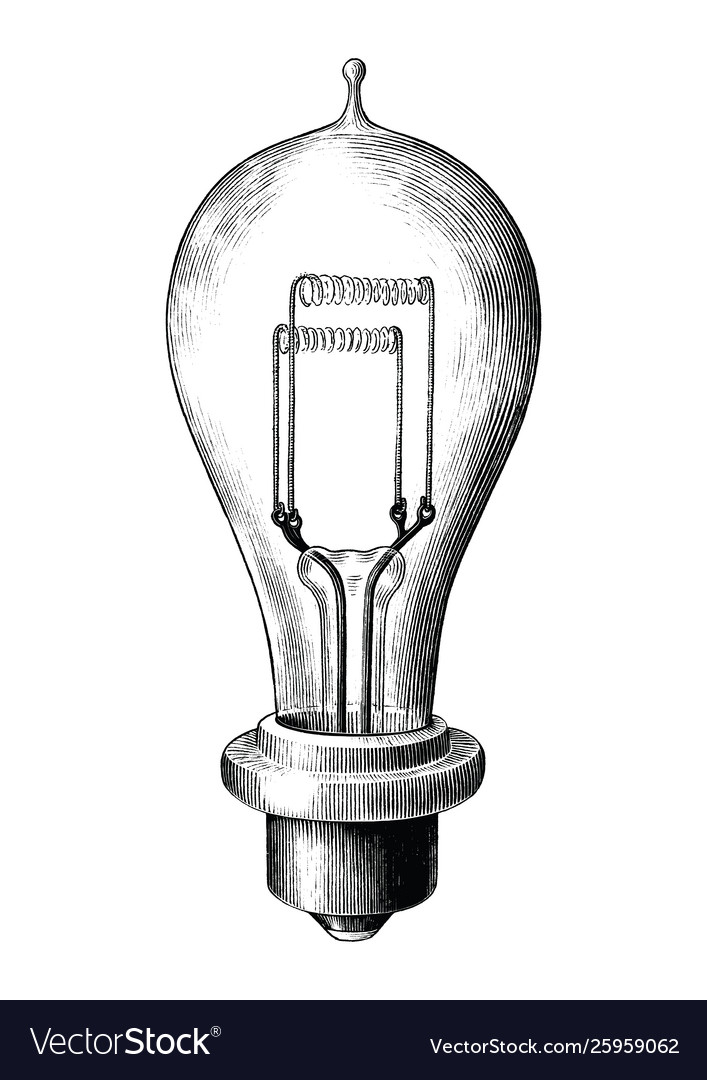 Light Bulb Clip Art Black And White Vintage