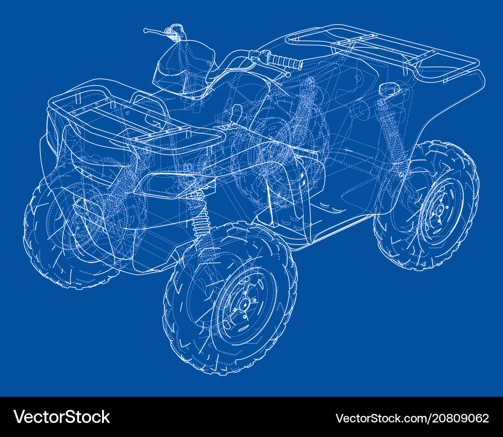 Atv quadbike concept outline Royalty Free Vector Image