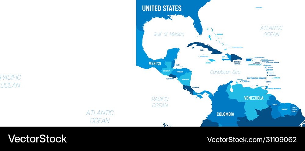 Central america map - green hue colored on dark Vector Image