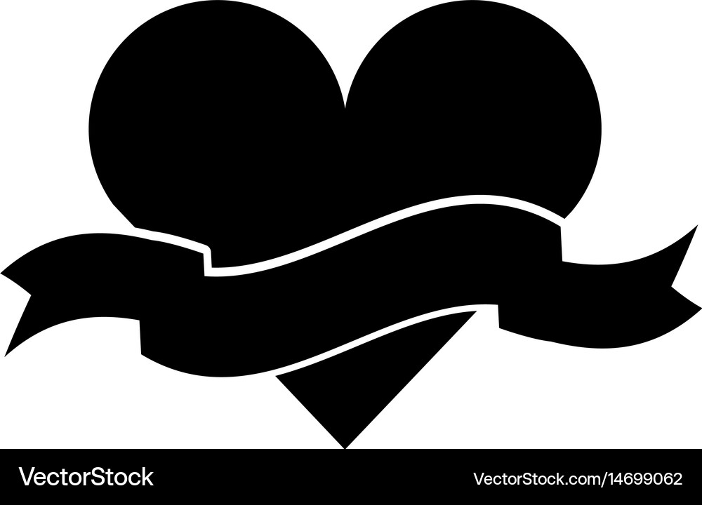 Heart love with ribbon romantic icon Royalty Free Vector