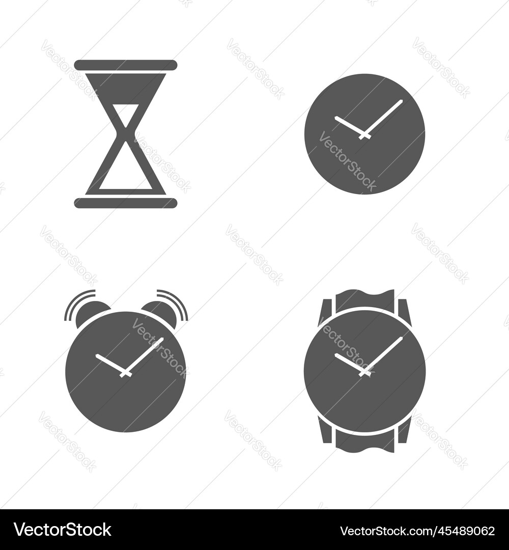 Hourglass alarm clock dial wrist watch flat Vector Image