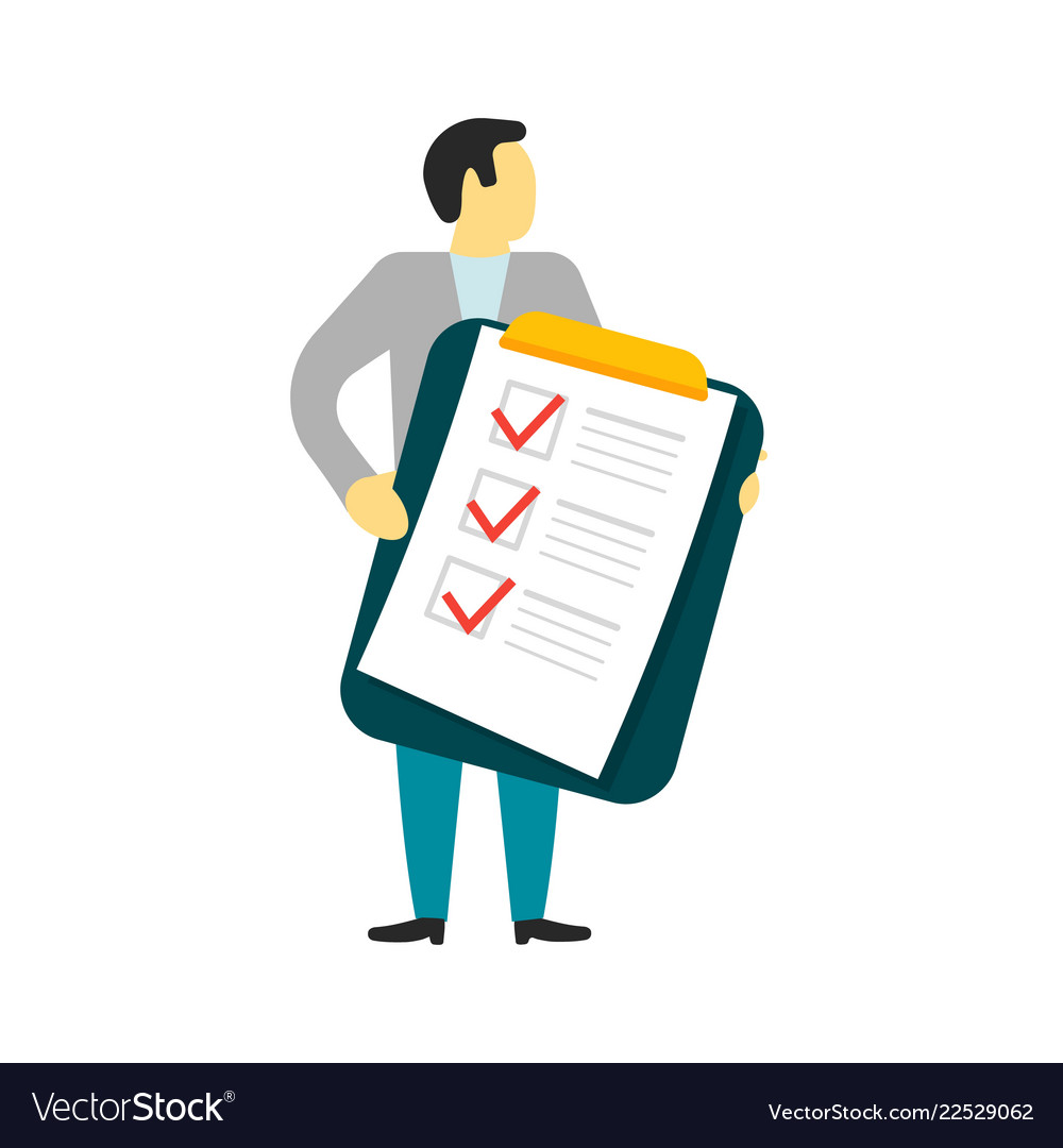 Man hold checklist on clipboard Royalty Free Vector Image Man hold checklist on clipboard Royalty Free Vector Image