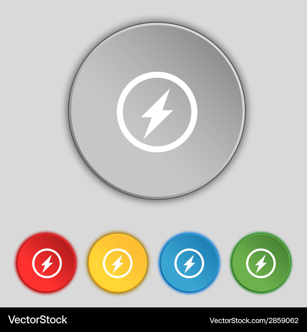 Photo flash sign icon lightning symbol set Vector Image