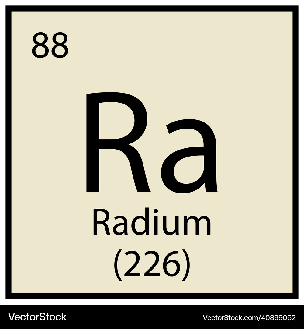 Radium chemical sign square frame mendeleev Vector Image