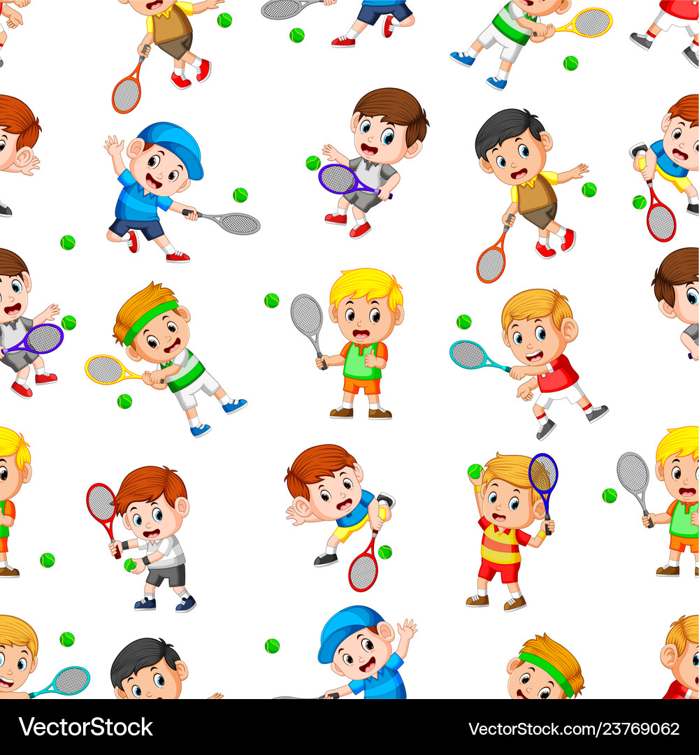 Seamless pattern with professional tennis Vector Image