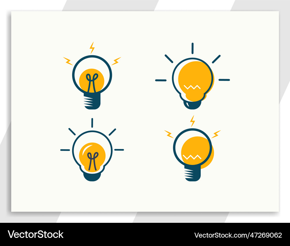 Set of yellow bulb for idea concept Royalty Free Vector