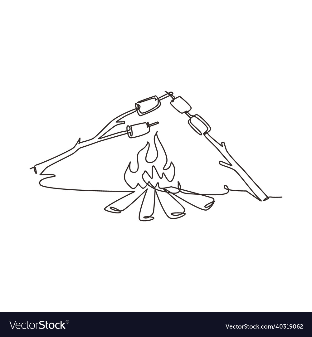 Single continuous line drawing roasting Royalty Free Vector