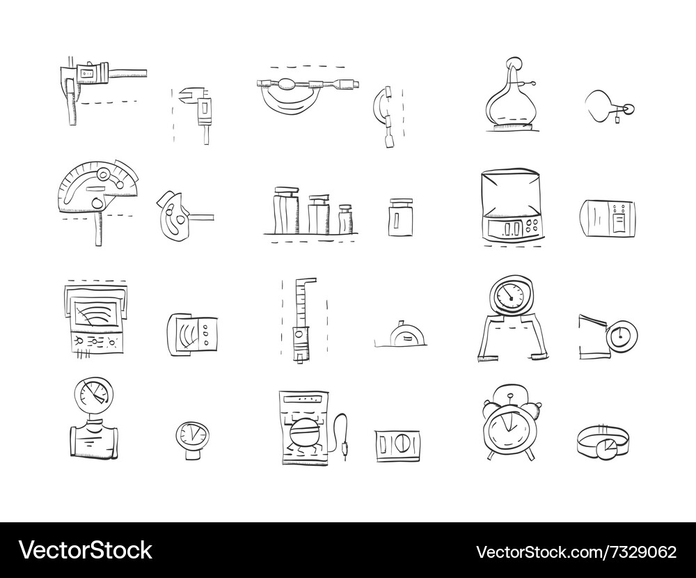 Sketch icons collection for metrology Royalty Free Vector