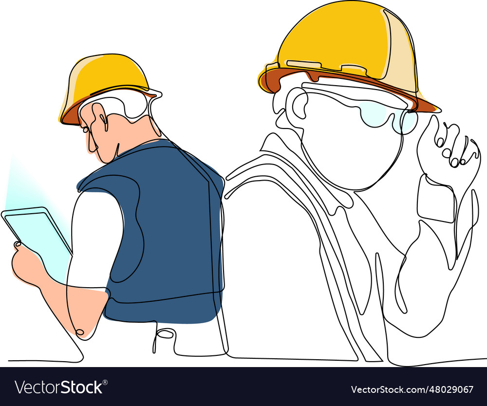 Construction manager and engineer working Vector Image
