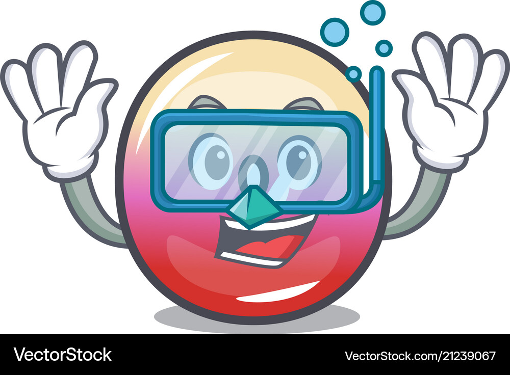 Diving jelly ring candy character cartoon Vector Image