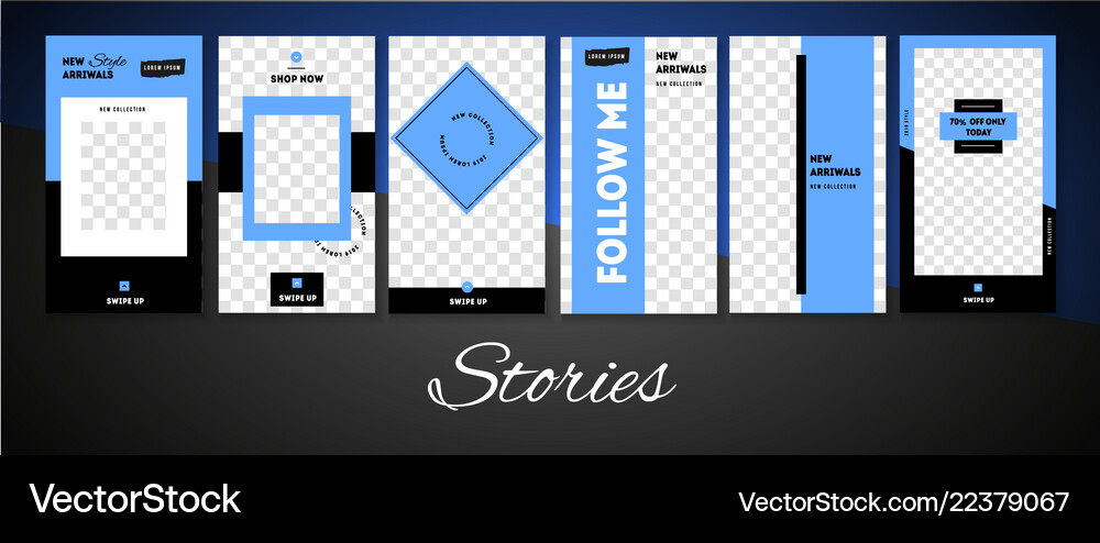 Editable social media stories for phone Royalty Free Vector