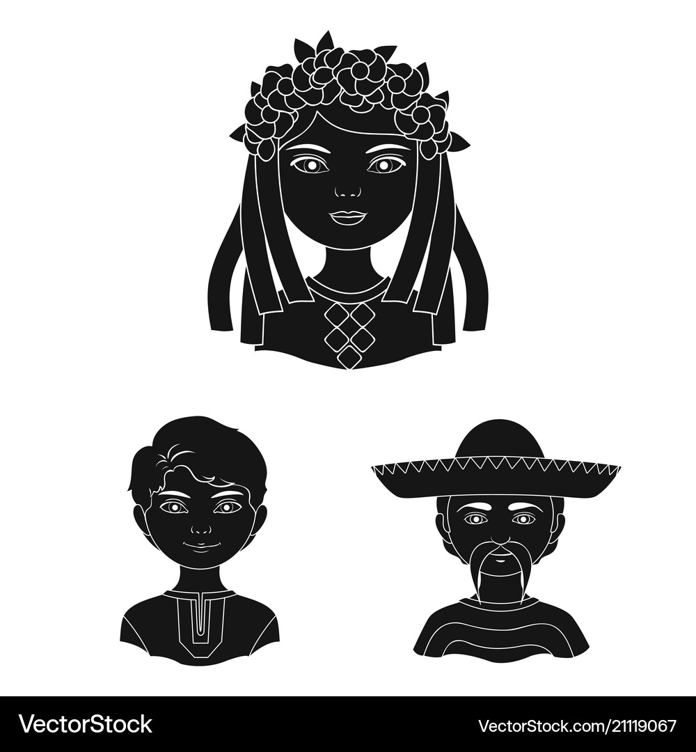 Human race black icons in set collection Vector Image