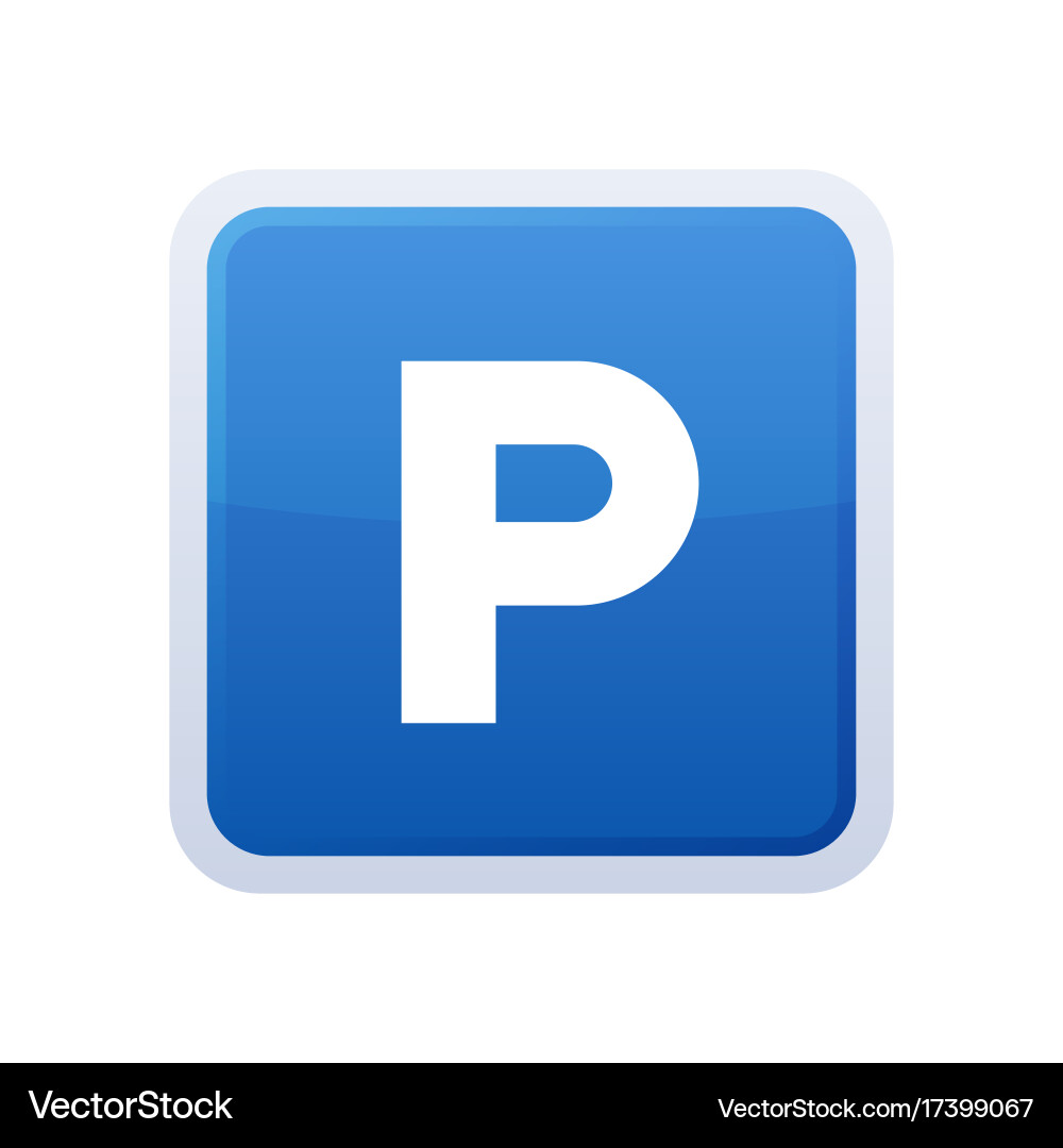 Parking blue glossy sign on white background Vector Image