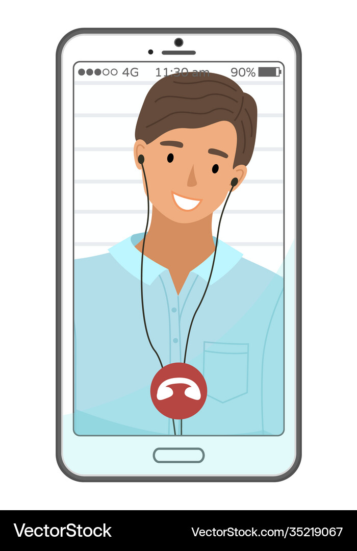 Smiling man having conference video call people Vector Image