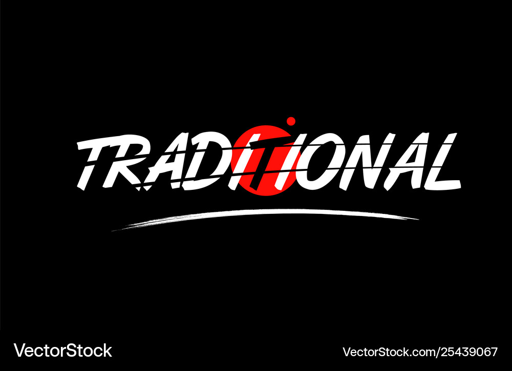 Traditional word text logo icon with red circle Vector Image
