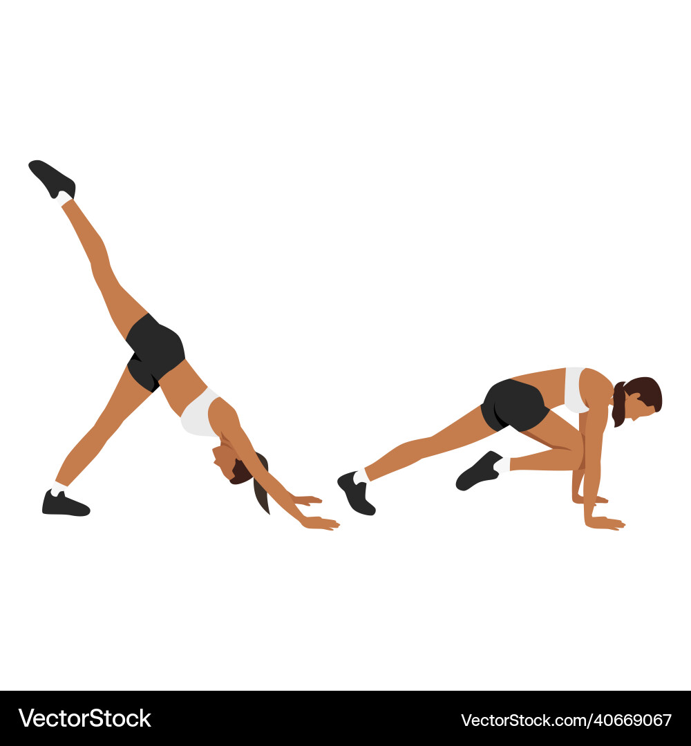 Woman doing downward dog crunch flat Royalty Free Vector