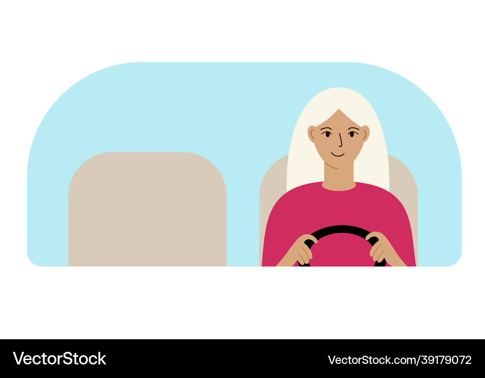 A woman driver driving looks Royalty Free Vector Image