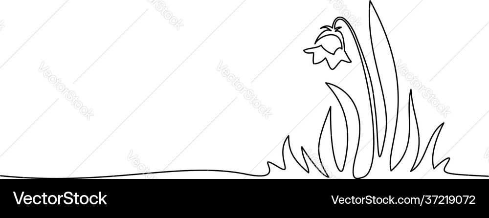 Abstract meadow line with grass and flowers Vector Image