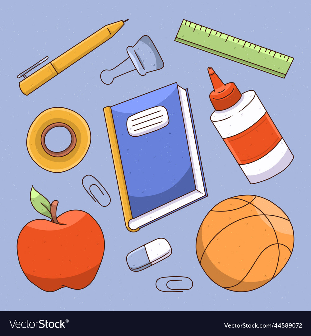 Back school hand drawn element set Royalty Free Vector Image