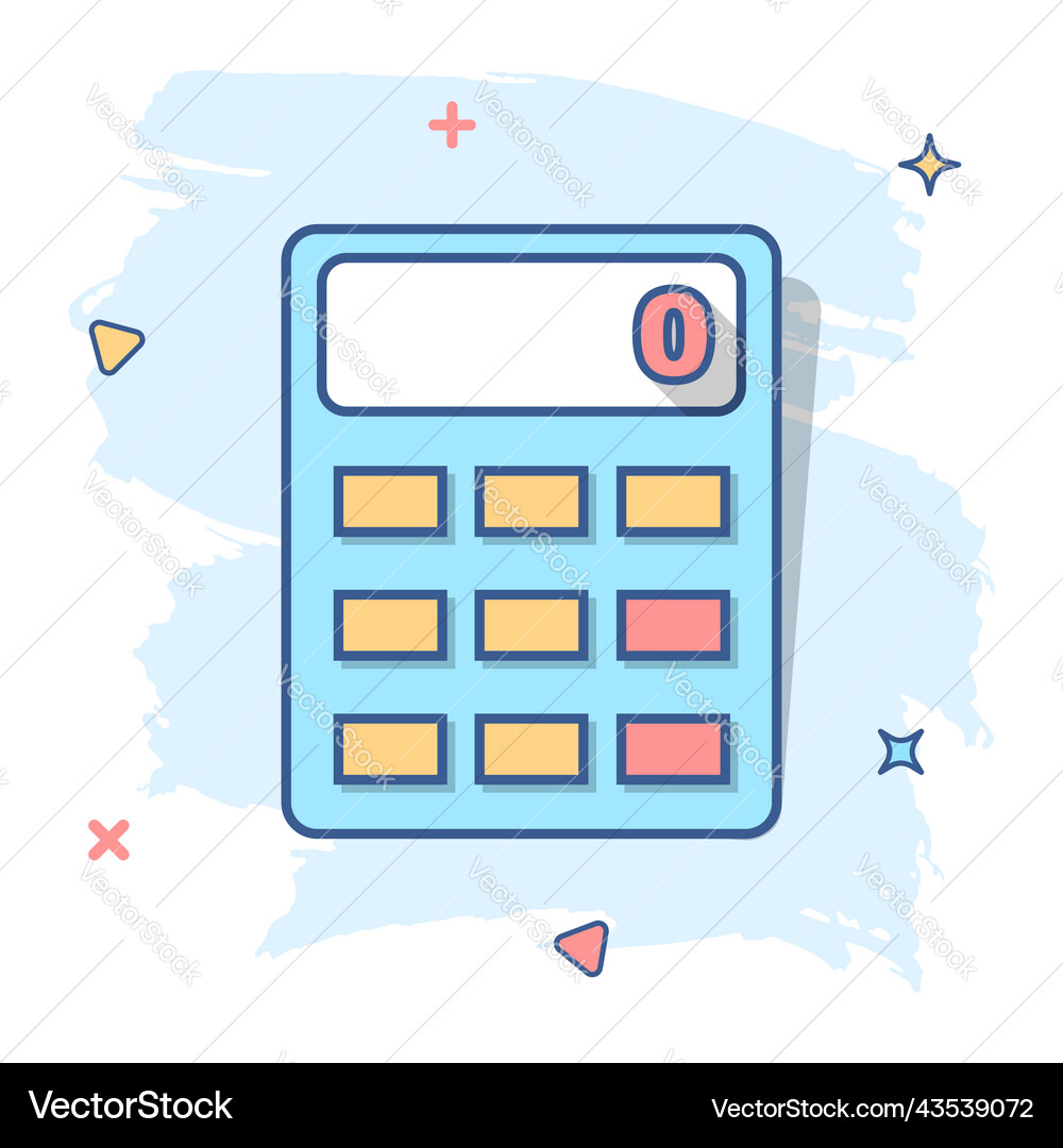 Cartoon calculator icon in comic style calculate Vector Image