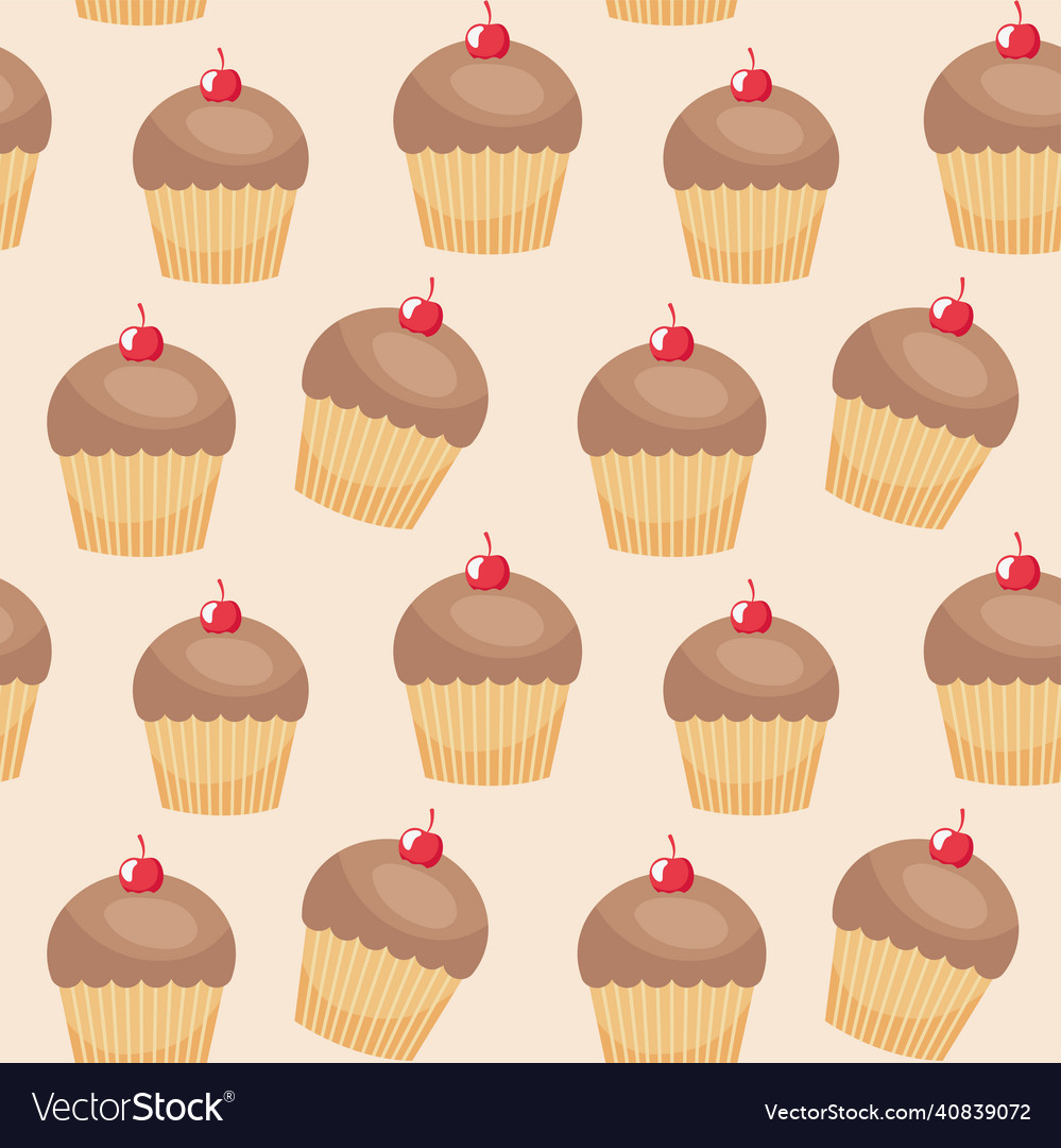 Chocolate cupcakes background Royalty Free Vector Image