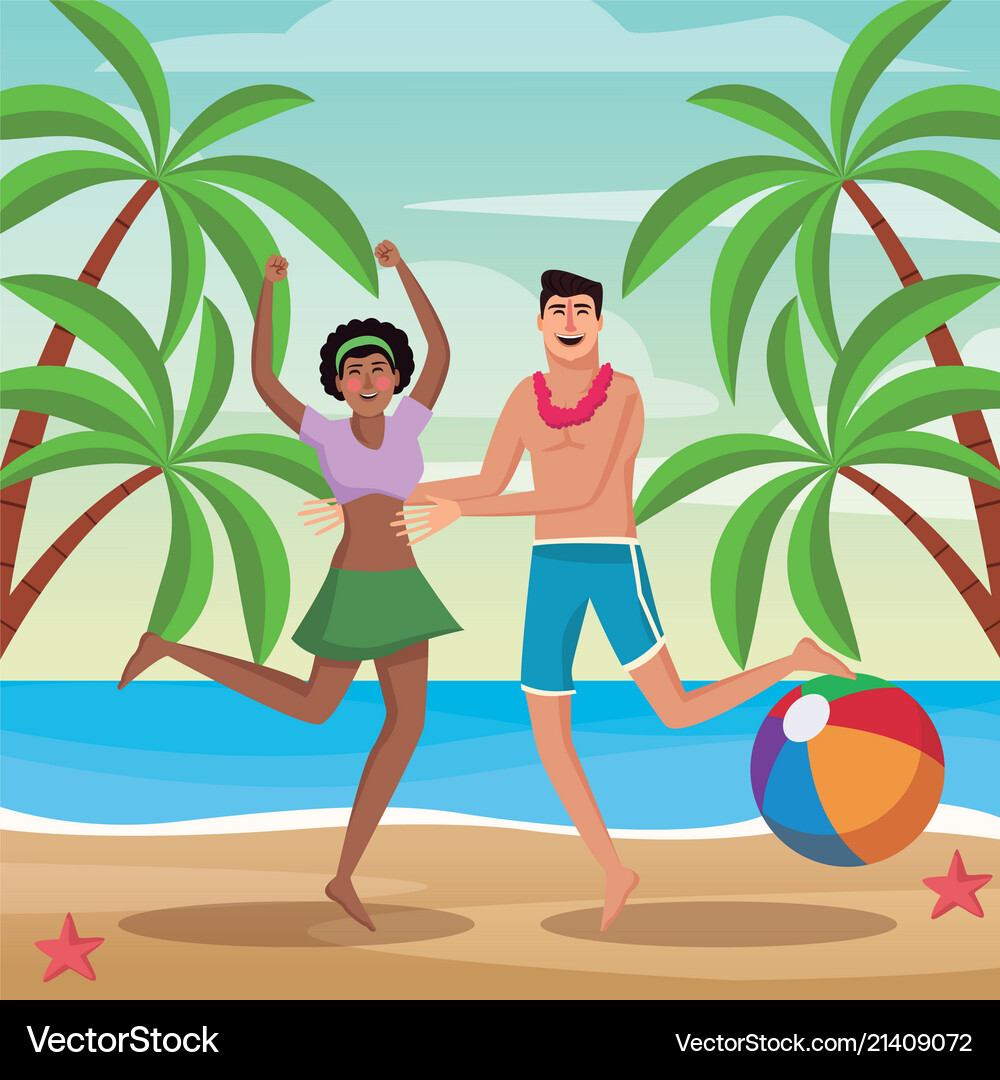Couple at beach Royalty Free Vector Image - VectorStock