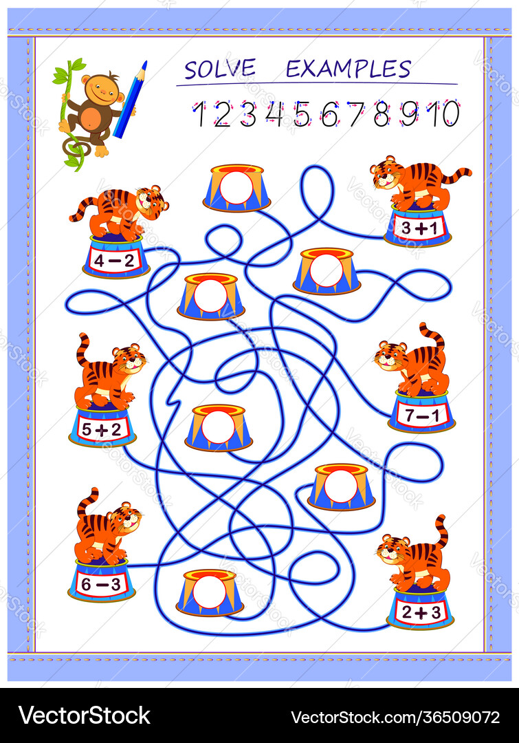 Educational page for little children on addition Vector Image