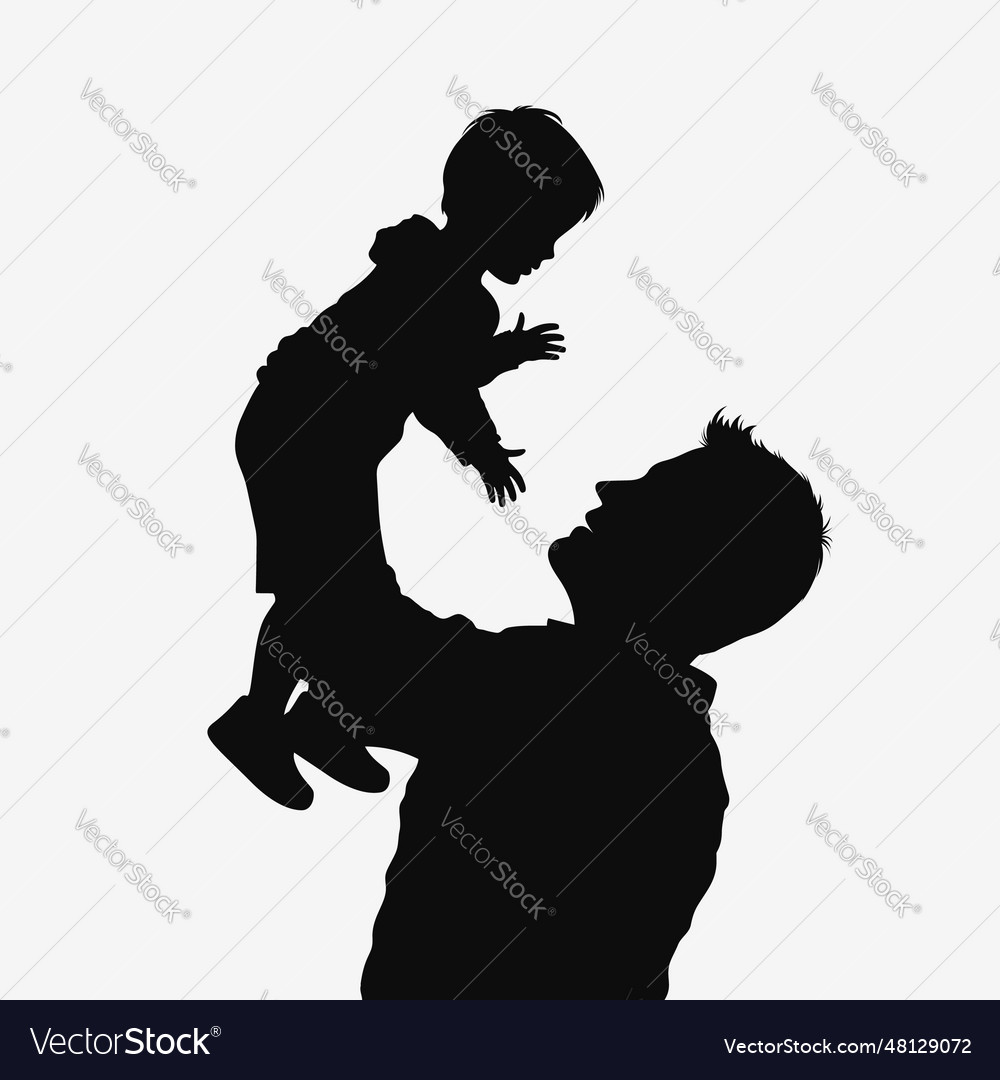 Happy father holding his son in his arms Vector Image