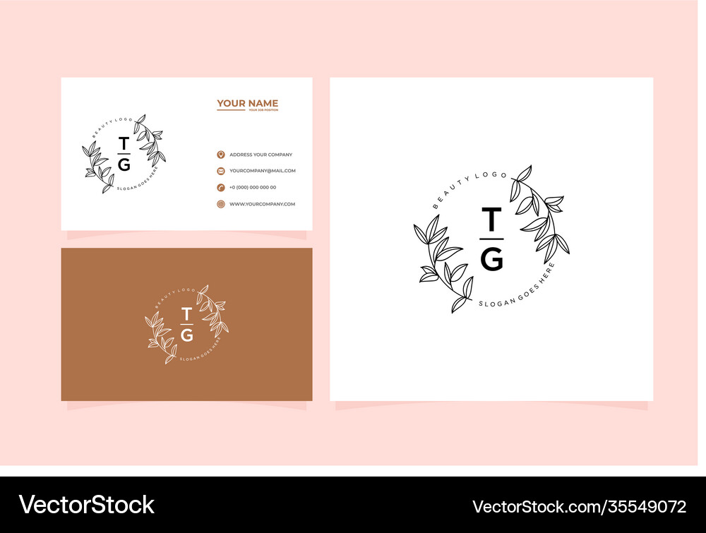 Initial tg letters beautiful floral feminine Vector Image