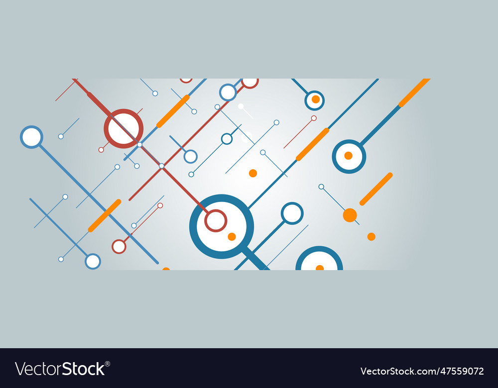 Lines and circle and dots connect Royalty Free Vector Image