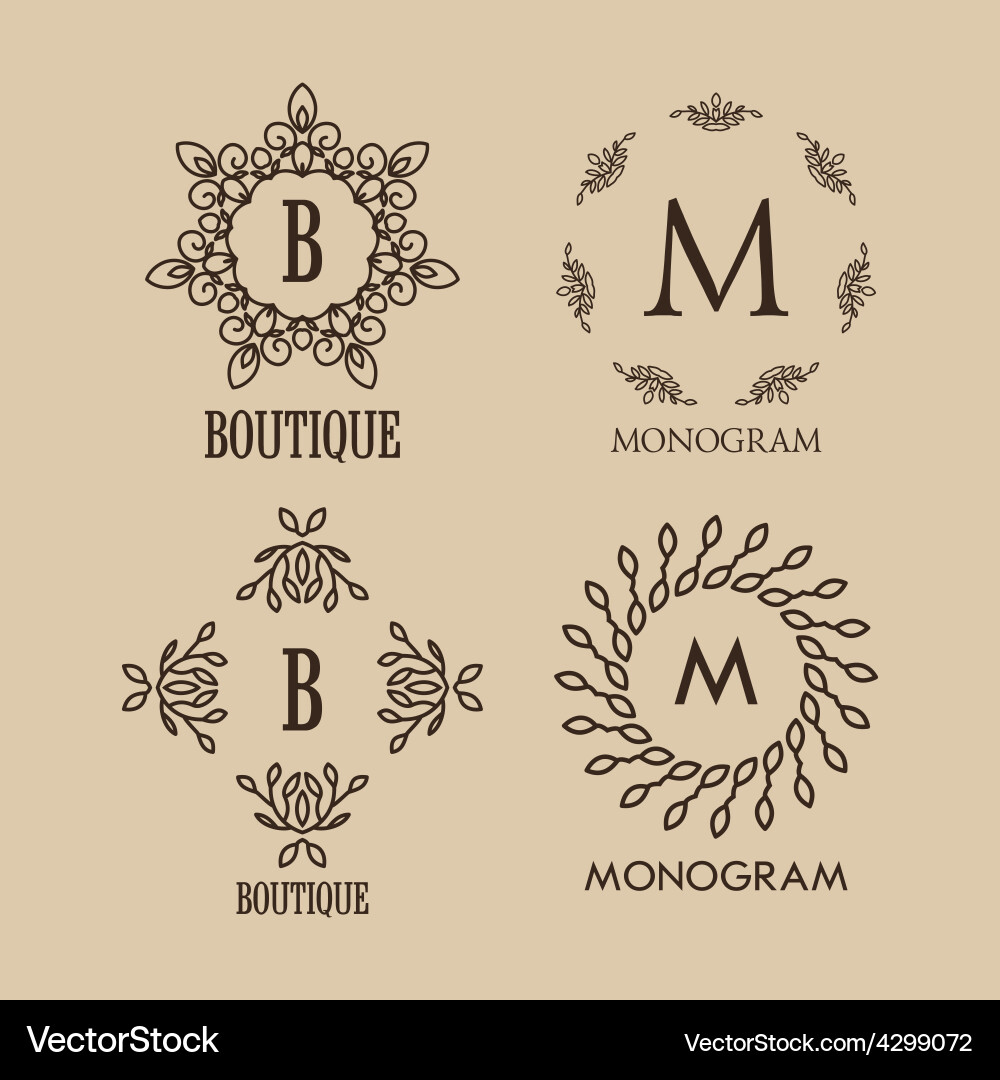 Set of luxury simple and elegant monogram Vector Image