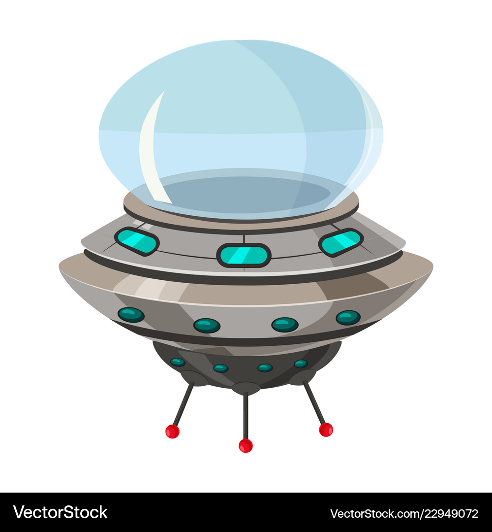 Ufo flying spaceship isolated on white cartoon Vector Image