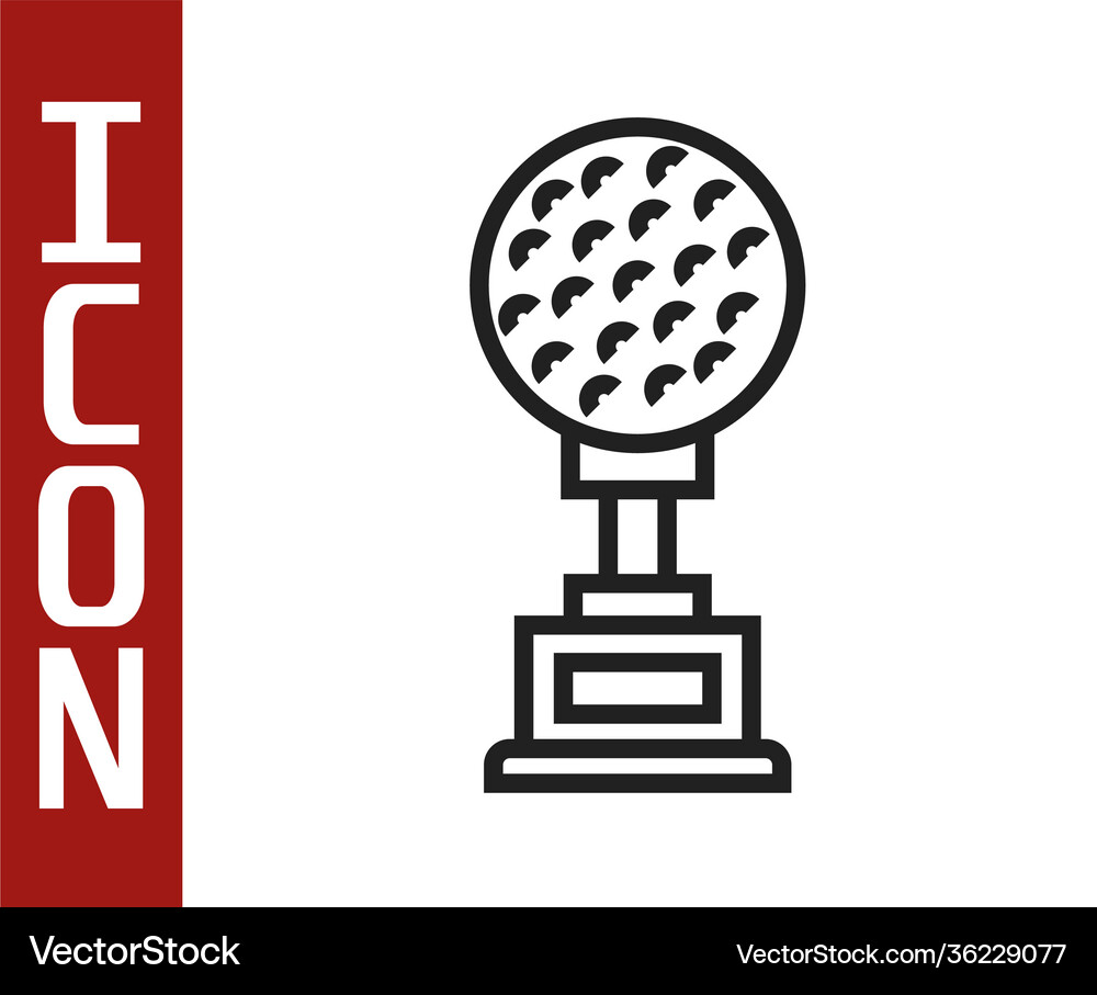 Black line award cup with golf icon isolated Vector Image
