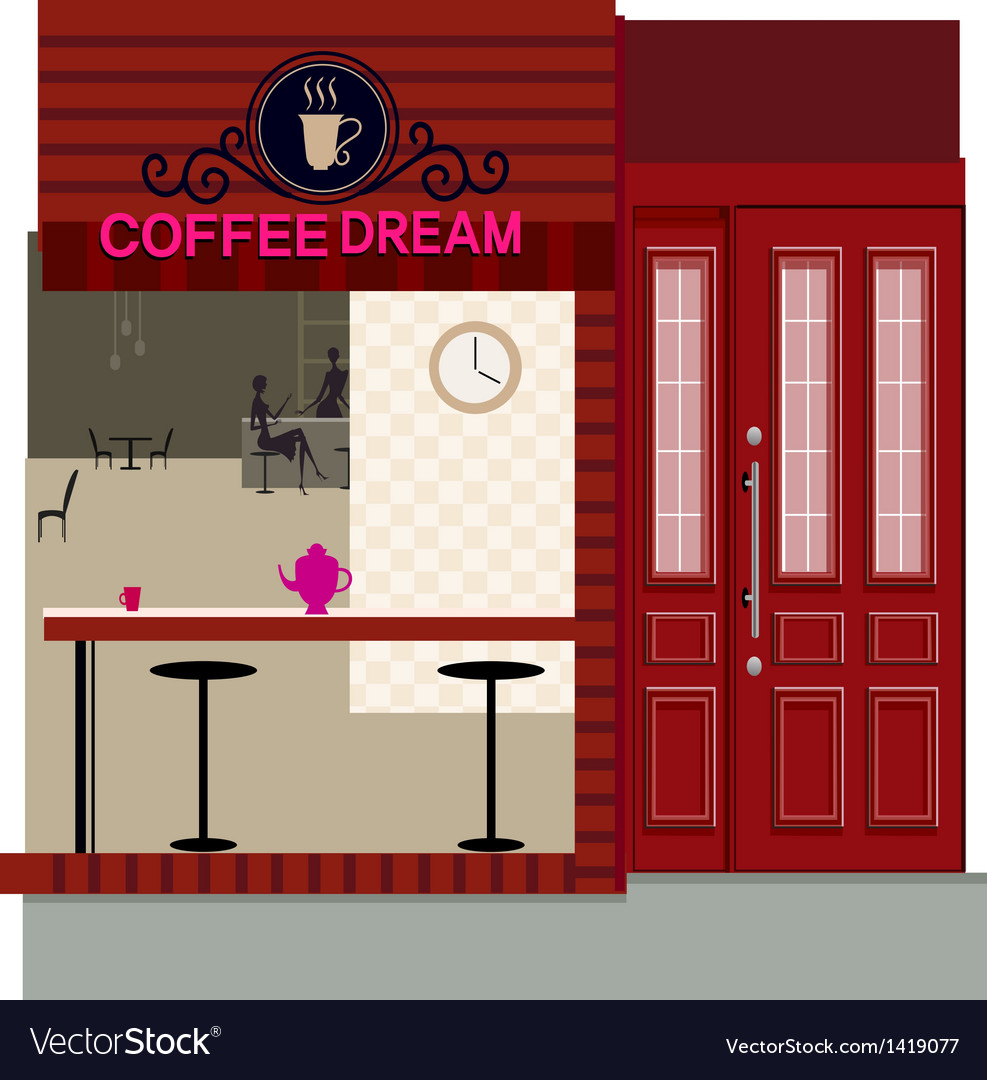 Cafe shopfront scene Royalty Free Vector Image
