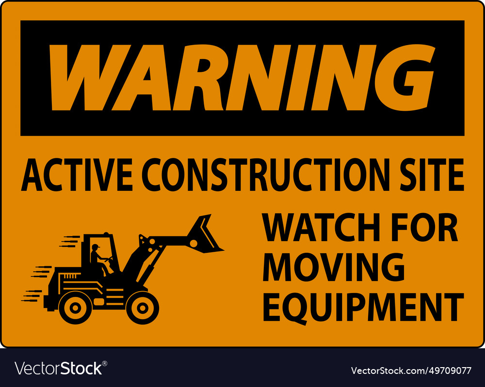 Construction area sign warning - active Royalty Free Vector