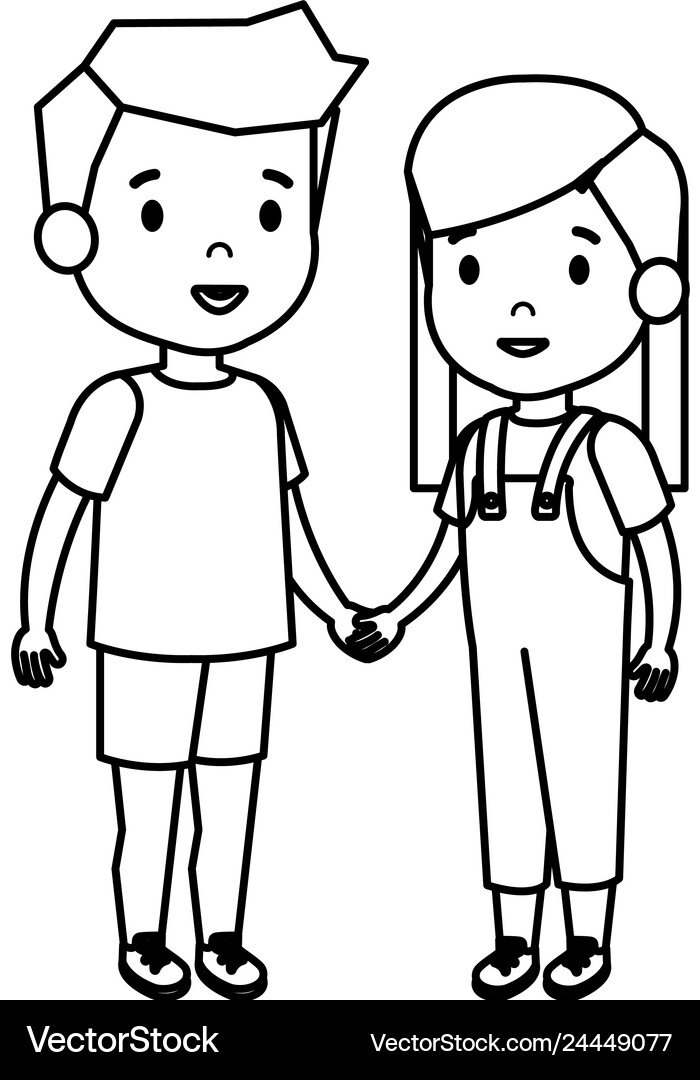 Cute little kids couple Royalty Free Vector Image
