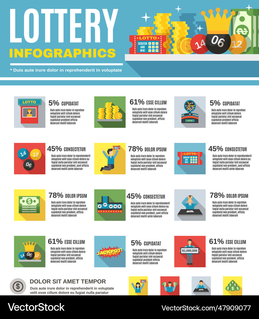 Lottery infographics set infographics set Vector Image